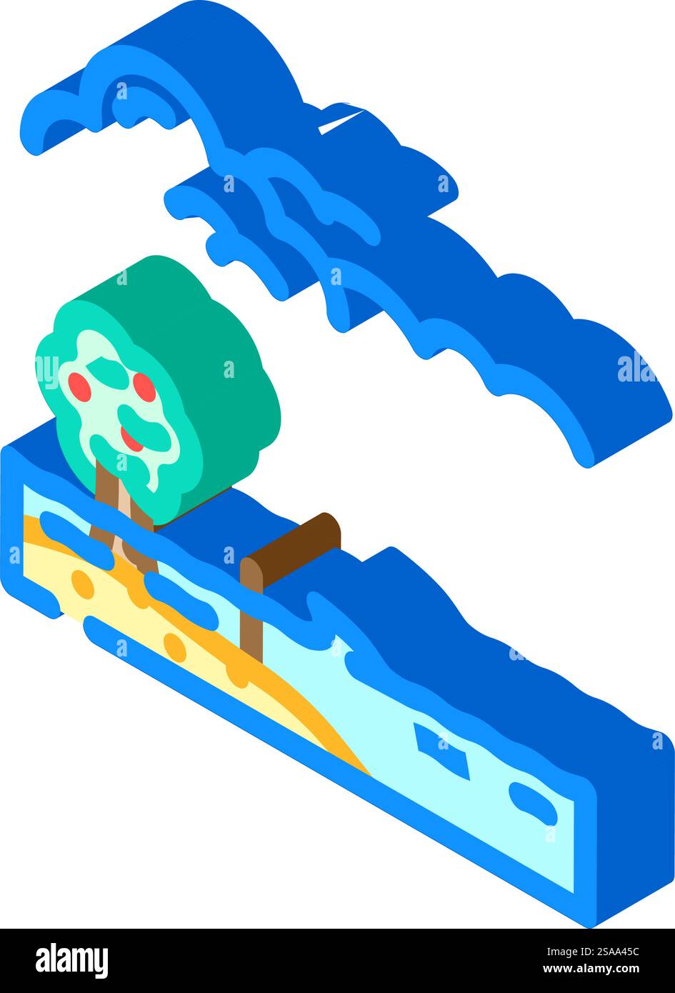 overflowing river disaster isometric icon vector. overflowing river ...