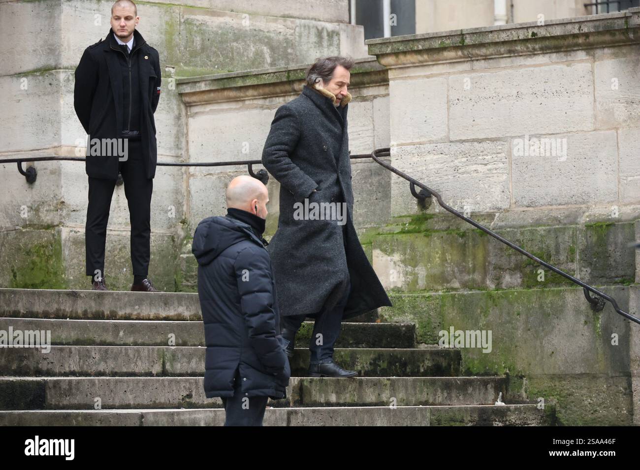 Edouard Baer at the funeral ceremony of French director Bertrand Blier ...