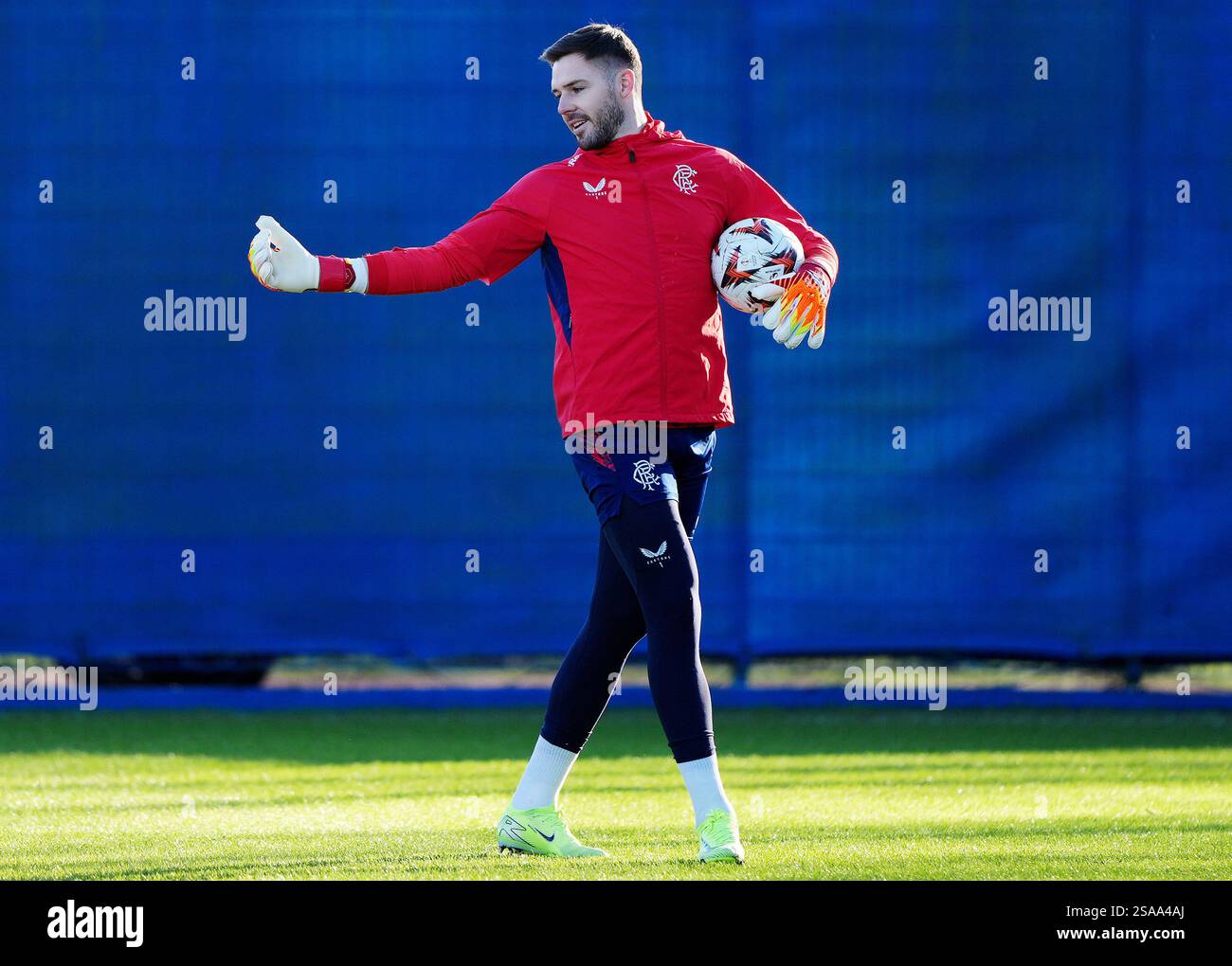 Rangers goalkeeper Jack Butland during a training session at the ...