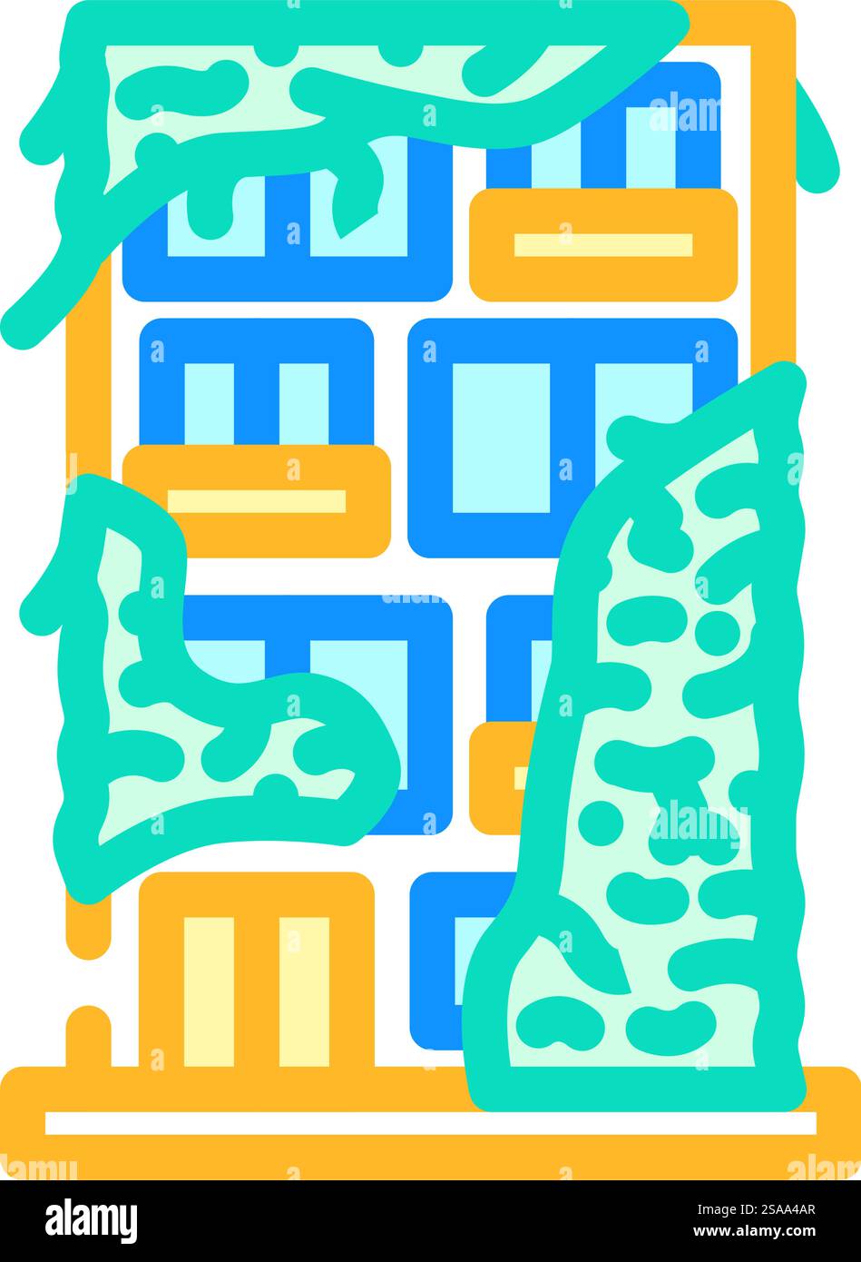 vegetated fa?ade green building color icon vector. vegetated fa?ade ...