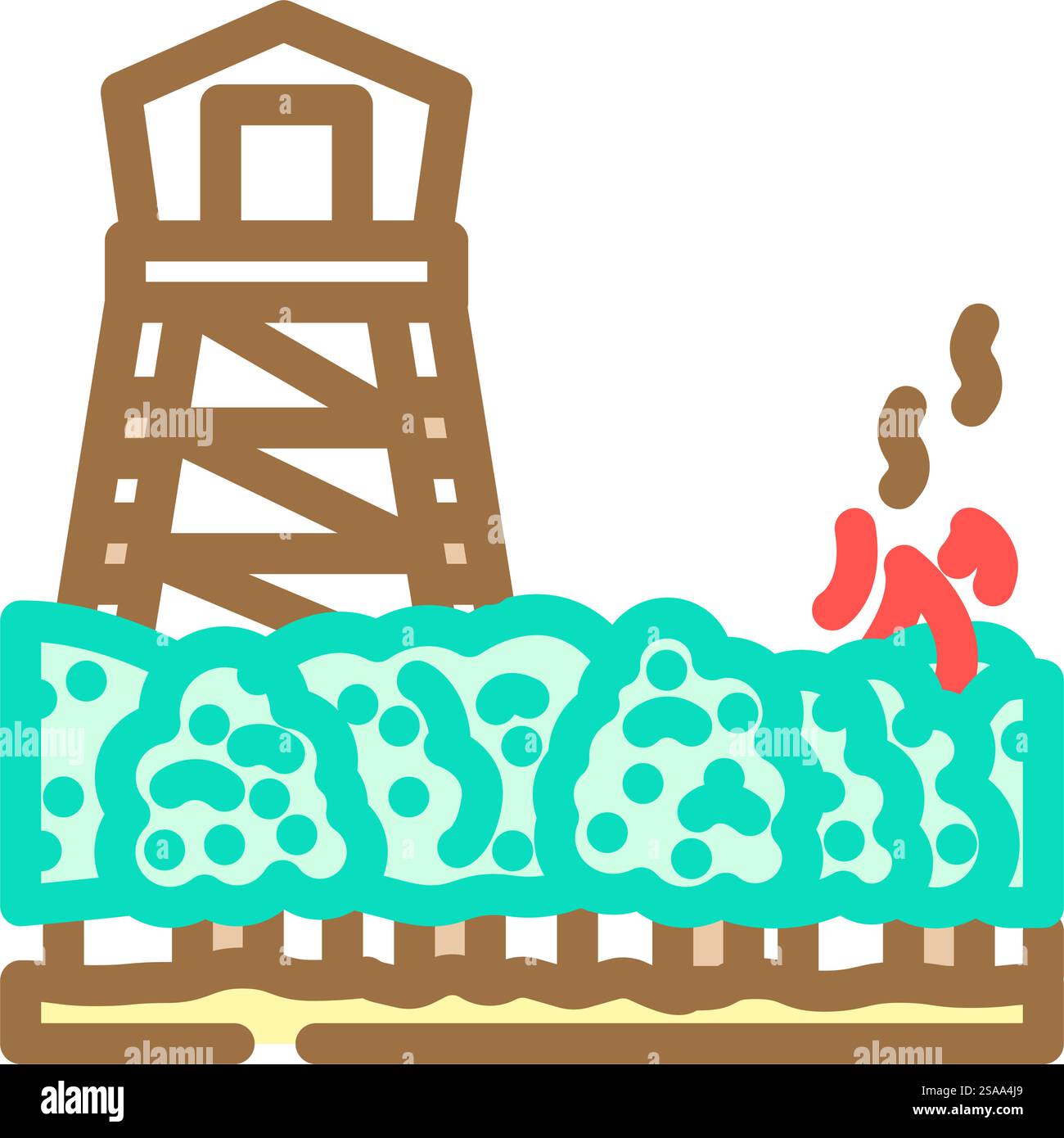 firewatch tower wildfire disaster color icon vector. firewatch tower ...