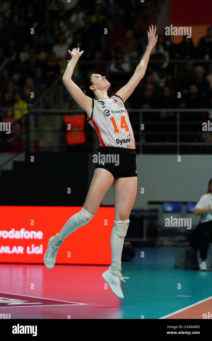 ISTANBUL, TURKIYE - JANUARY 26, 2025: Dana Rettke serves during ...