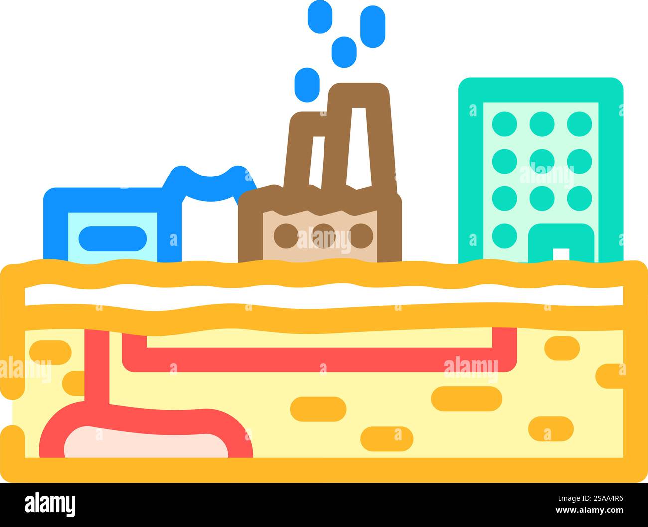 infrastructure geothermal energy color icon vector. infrastructure ...