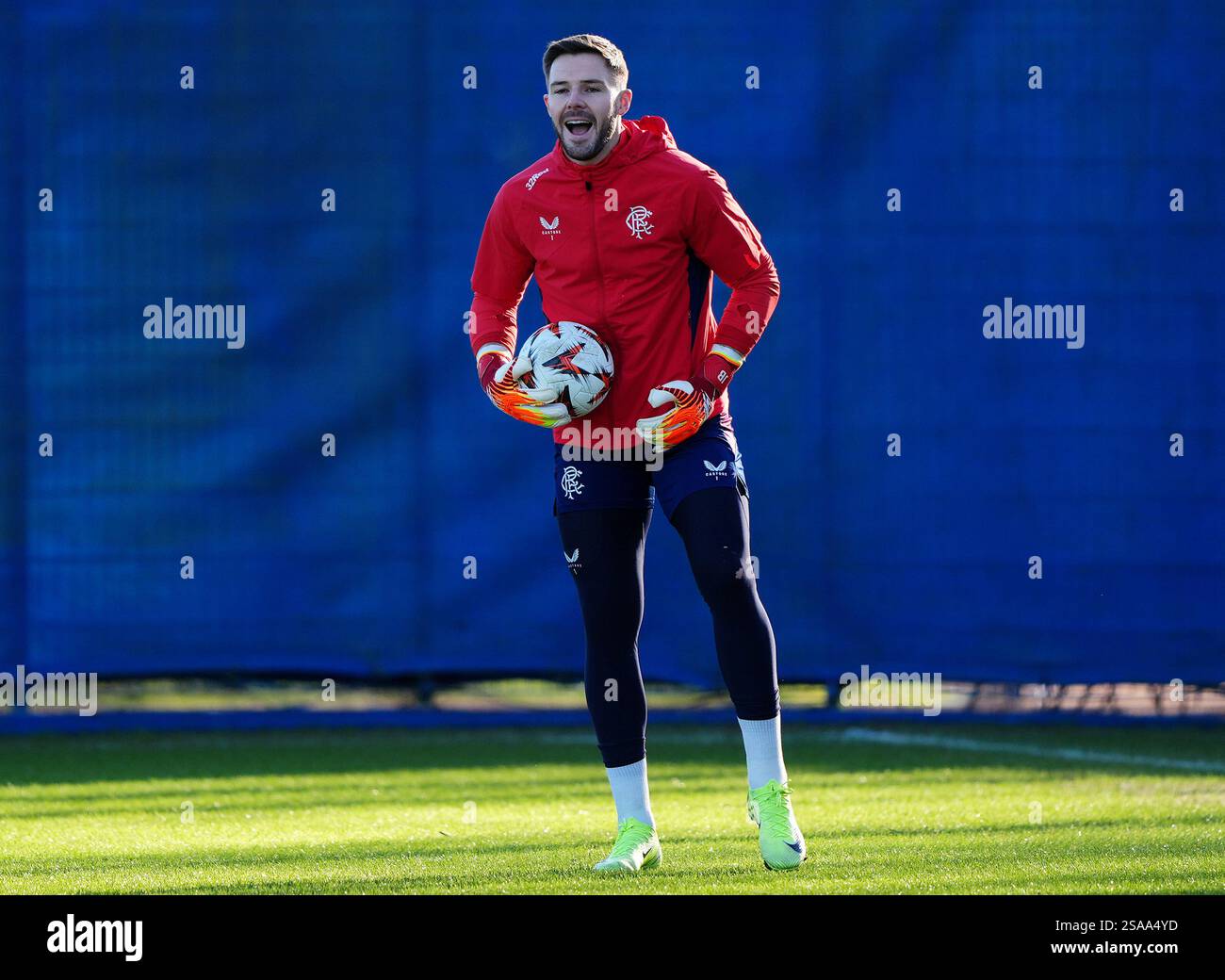 Rangers goalkeeper Jack Butland during a training session at the ...