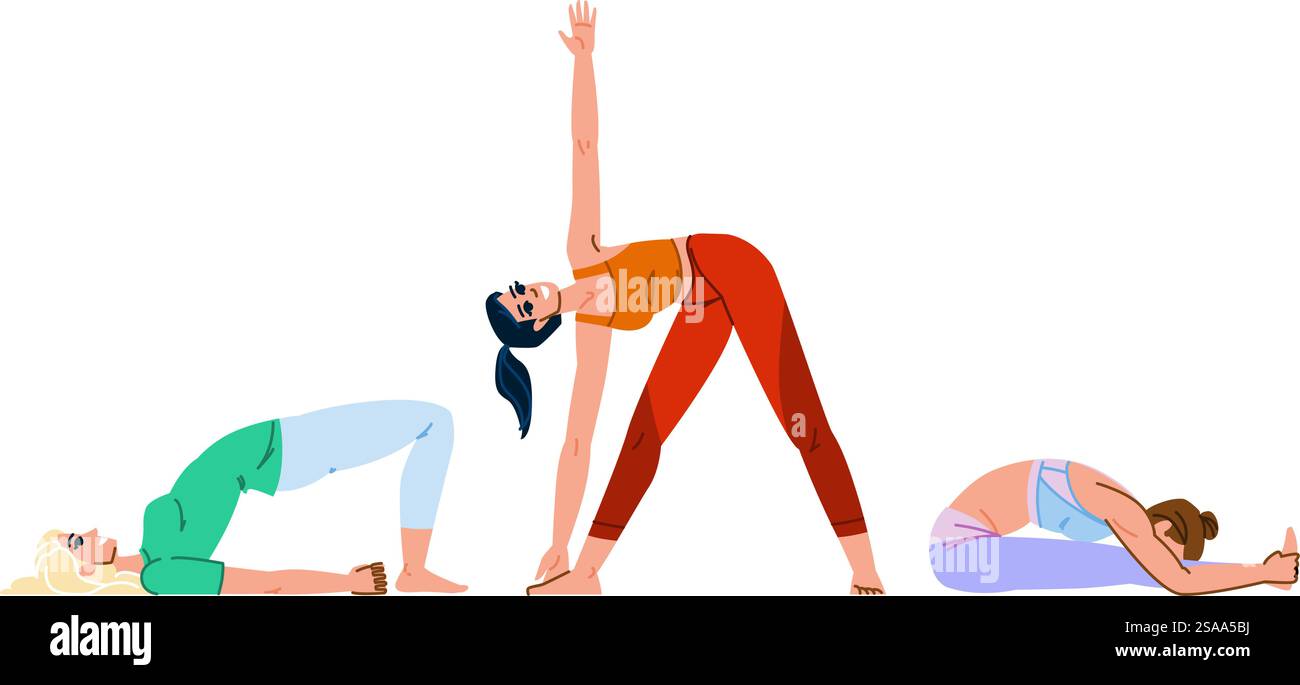 asana yoga exercises vector. vinyasa hatha, pranayama meditation ...