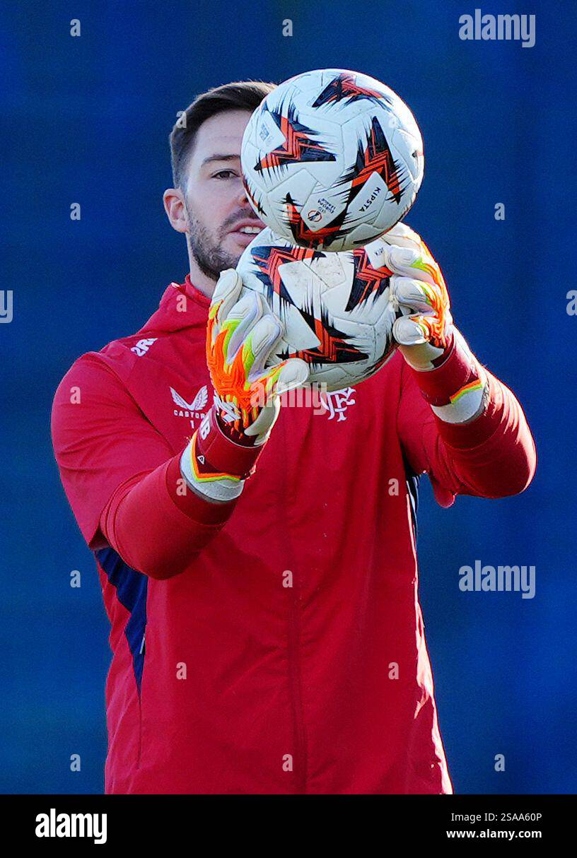Rangers goalkeeper Jack Butland during a training session at the ...