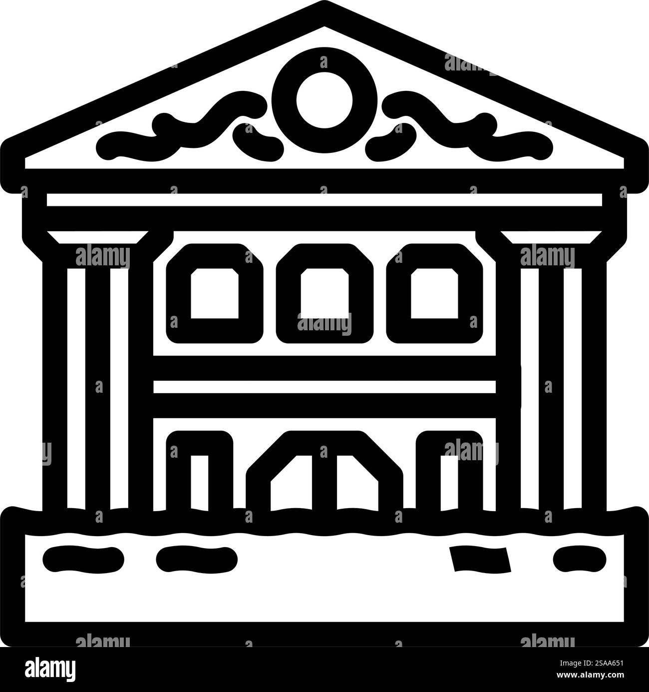 flooded building disaster line icon vector. flooded building disaster ...