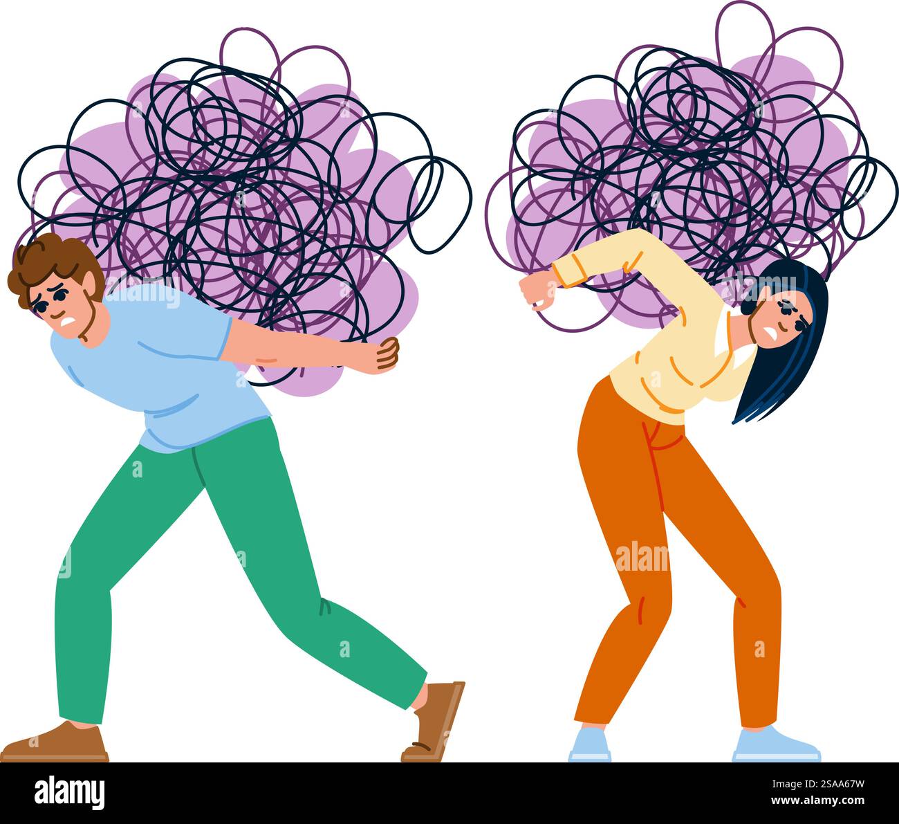 pressure stress burden vector. overwhelm fatigue, burnout strain, di ...