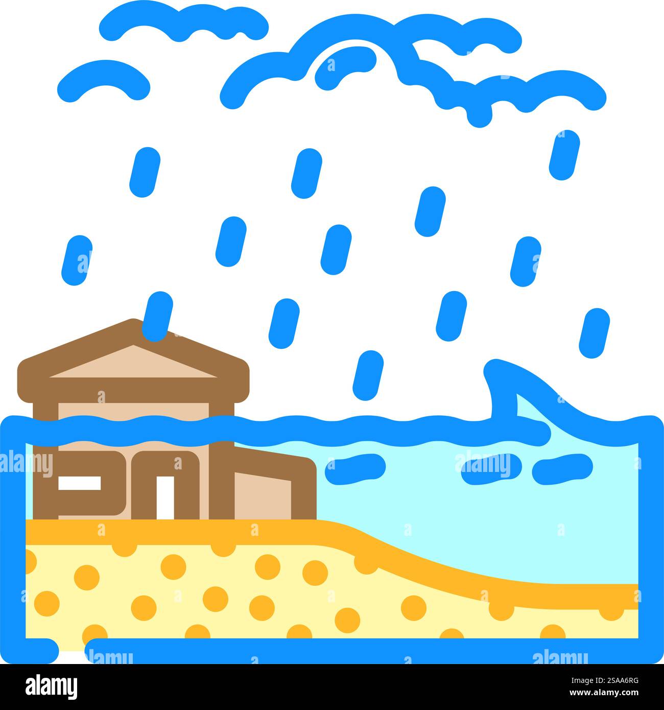 storm surge flooding hurricane disaster color icon vector. storm surge ...