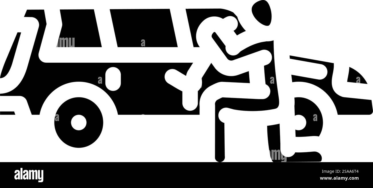 carjacking crime glyph icon vector. carjacking crime sign. isolated ...