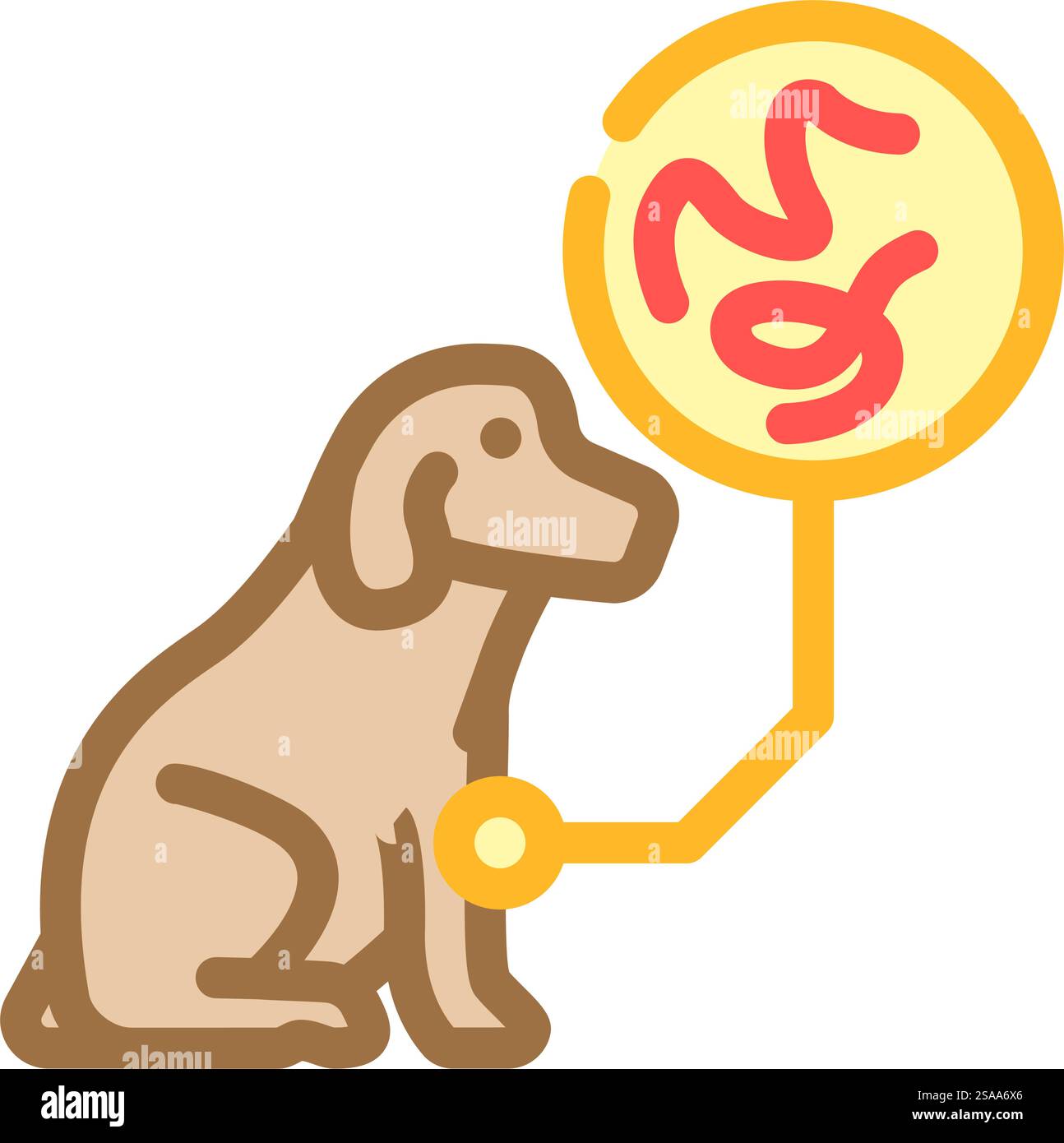 dog parasite worm color icon vector. dog parasite worm sign. isolated ...