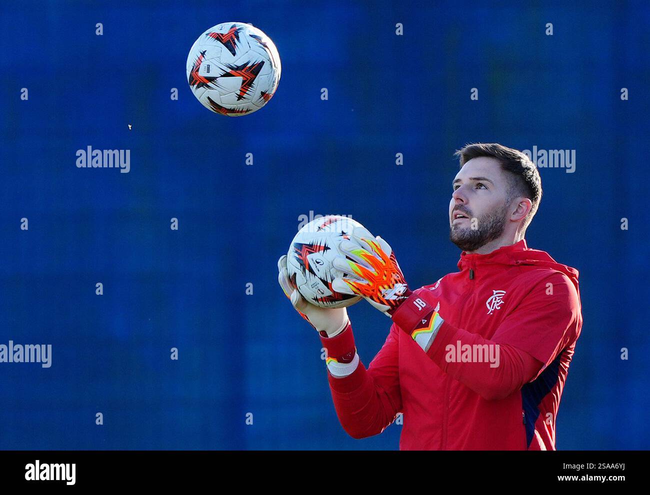 Rangers goalkeeper Jack Butland during a training session at the ...