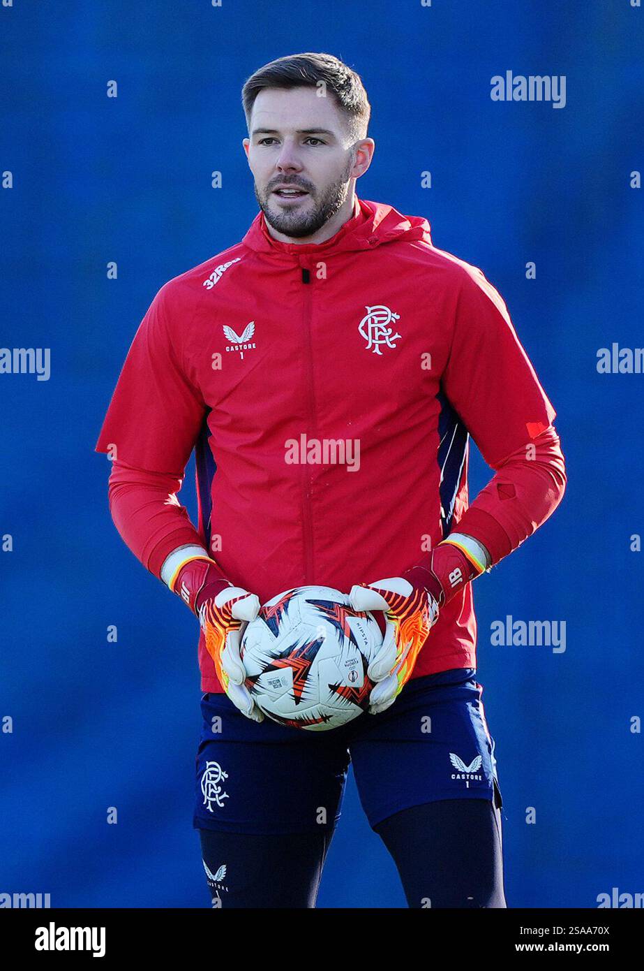 Rangers goalkeeper Jack Butland during a training session at the ...