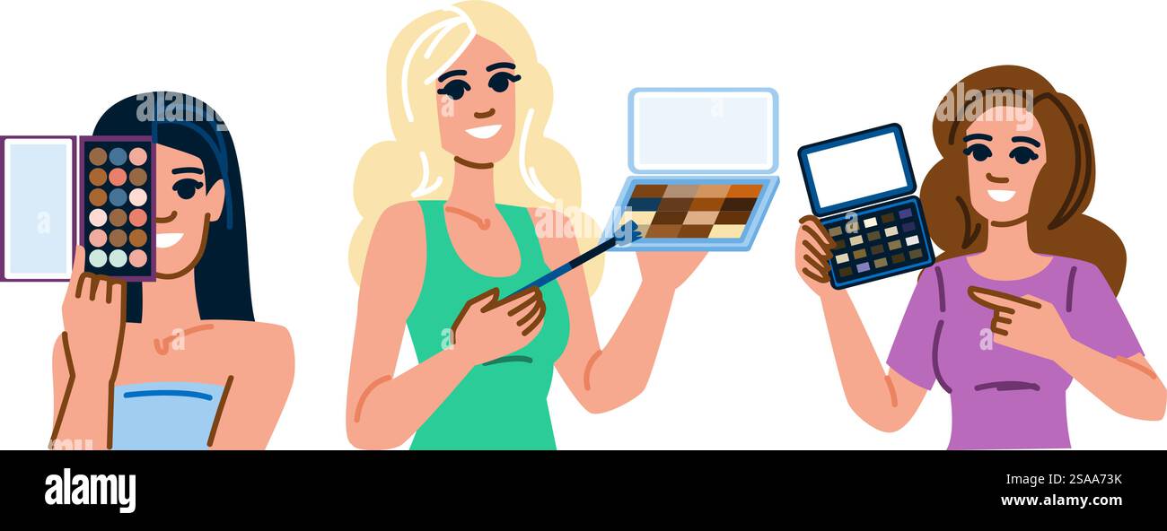 contour makeup palette vector. blush highlighter, pigment matte ...