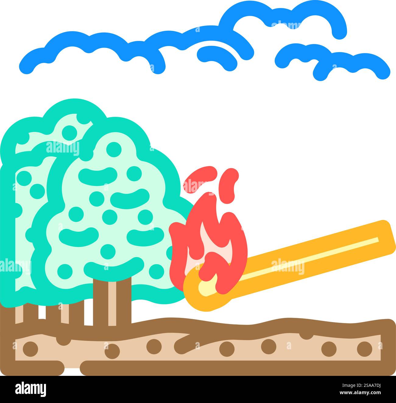 arson forest wildfire disaster color icon vector. arson forest wildfire ...