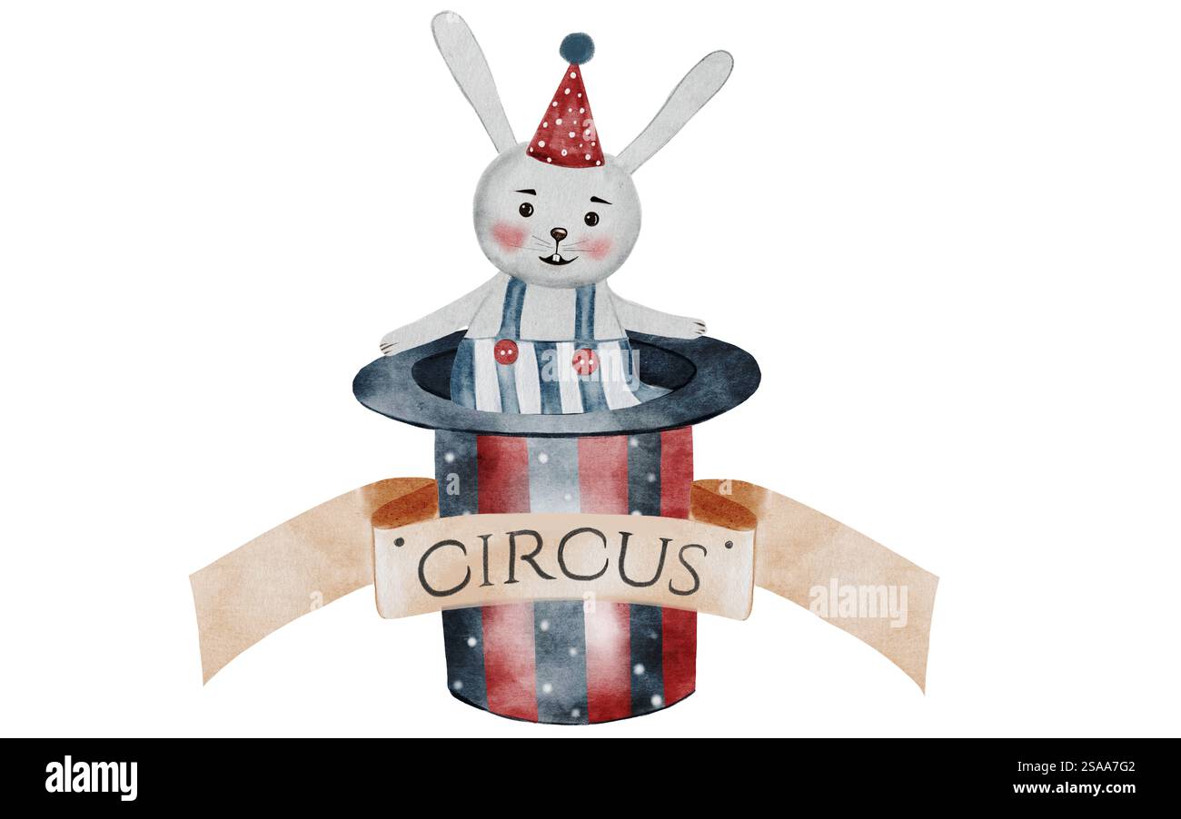 Circus watercolor. Hand drawn cute animal on isolated white background ...