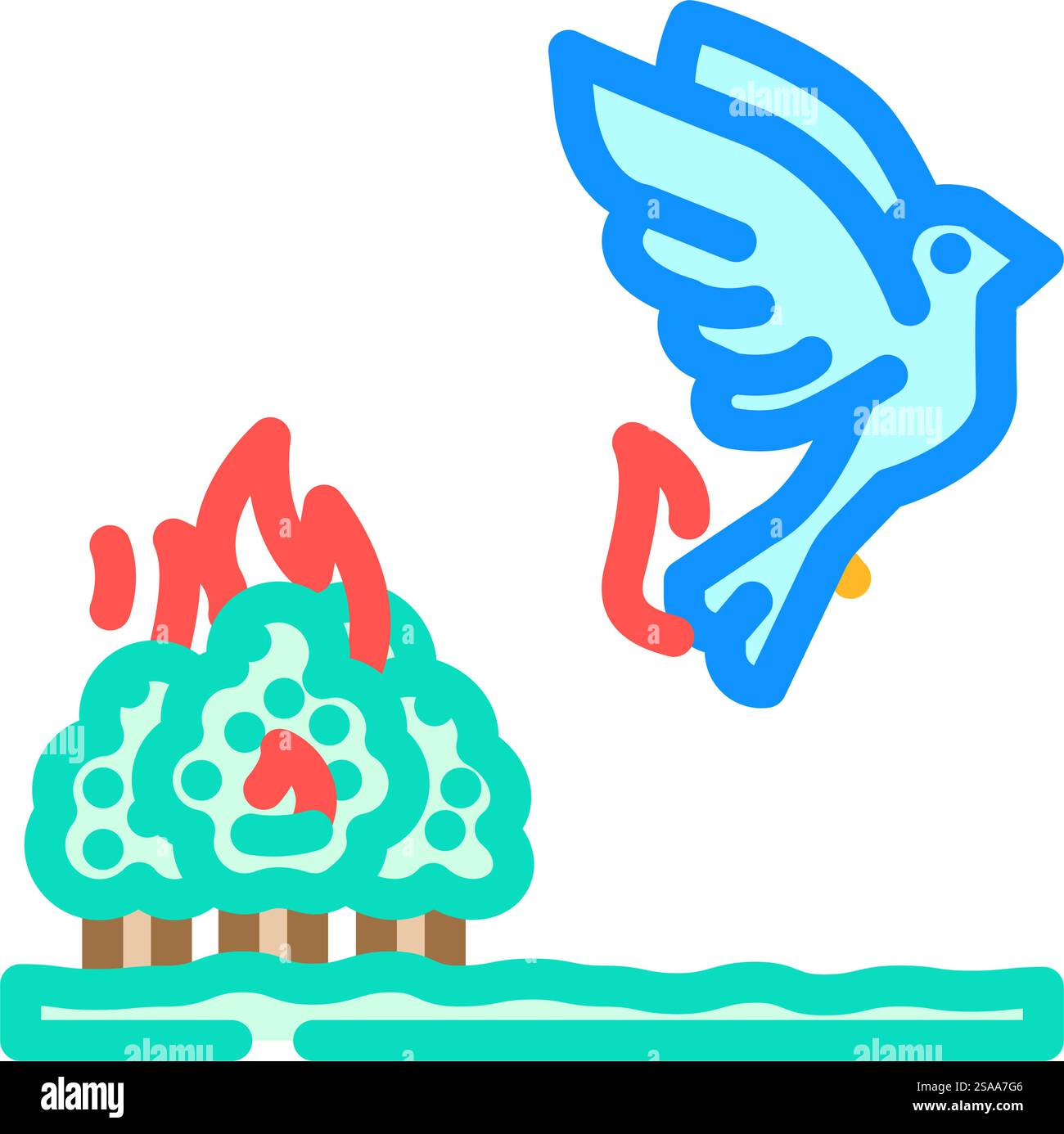 birds on fire wildfire disaster color icon vector. birds on fire ...