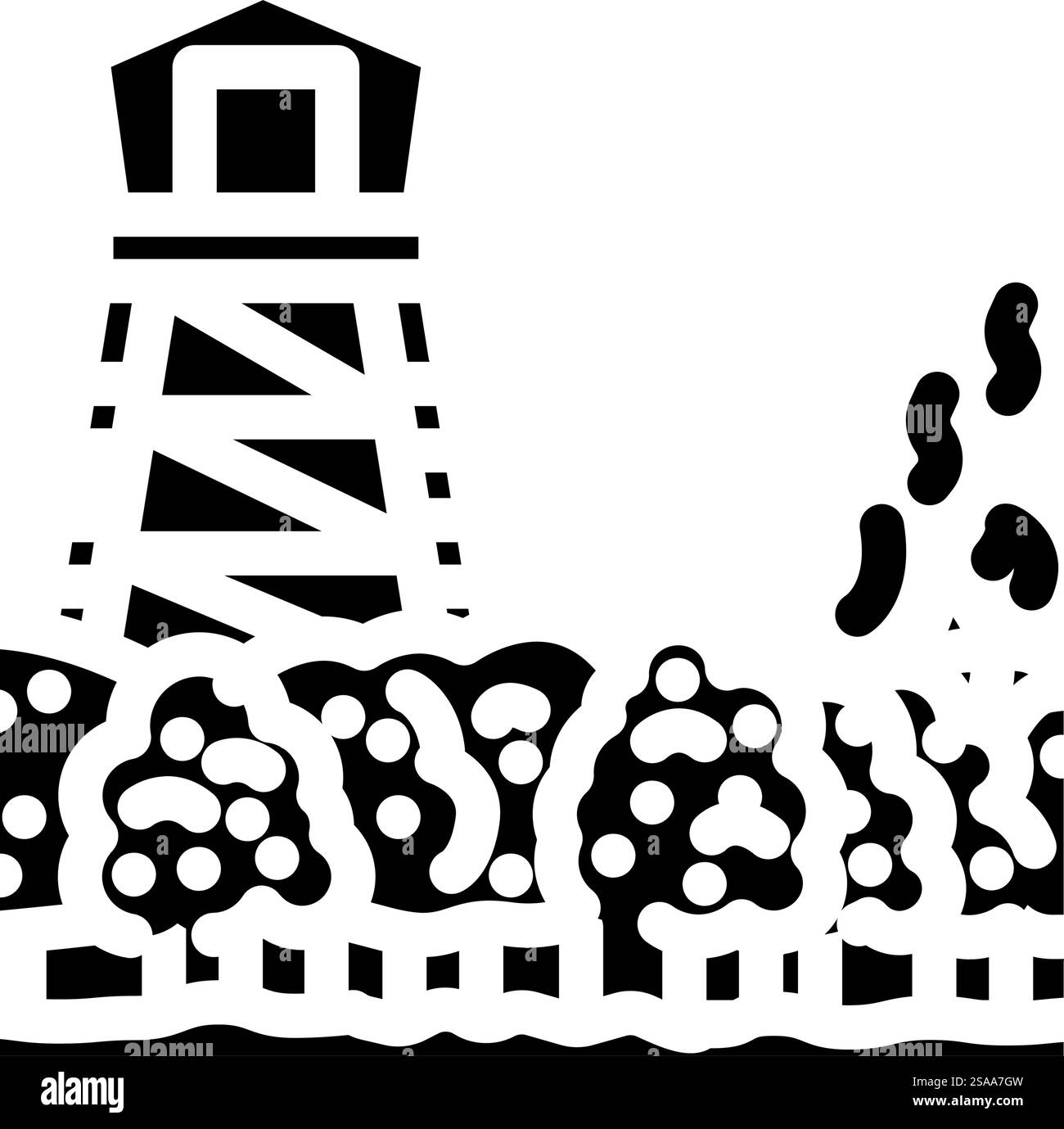 firewatch tower wildfire disaster glyph icon vector. firewatch tower ...