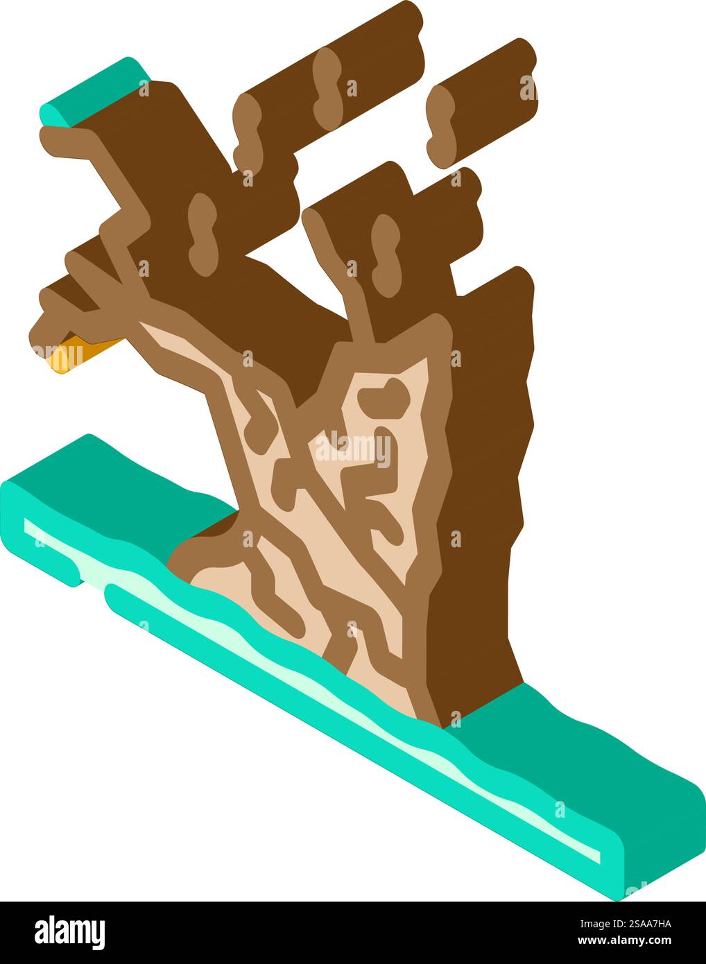 charred tree trunk wildfire disaster isometric icon vector. charred ...