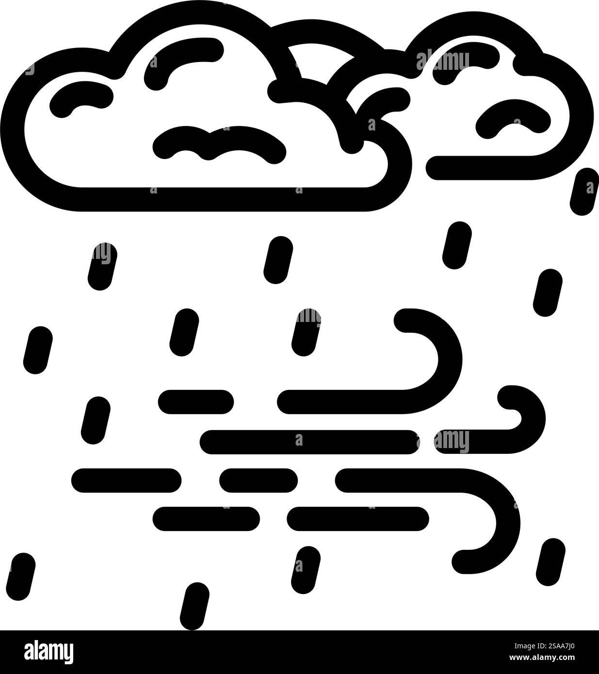 rain and wind hurricane disaster line icon vector. rain and wind ...