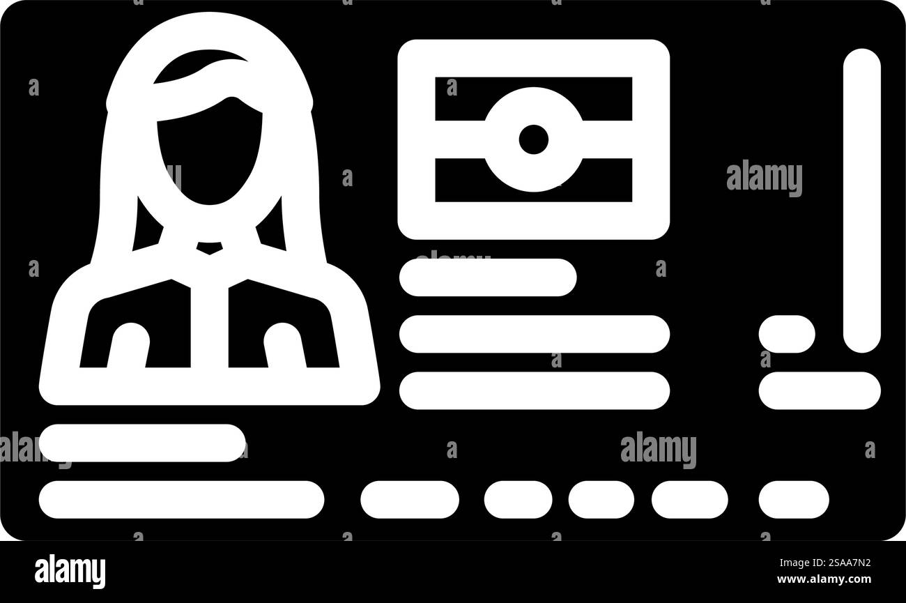 id card biometric glyph icon vector. id card biometric sign. isolated symbol illustration. id ...