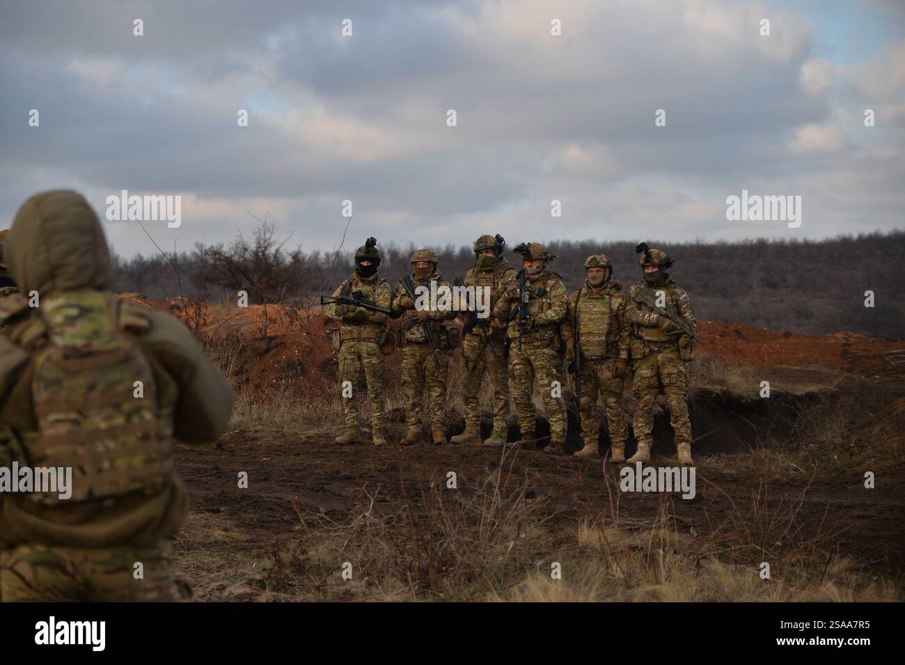Kyiv, Donetsk, Ukraine. 28th Jan, 2025. Infantry soldiers pose for a ...