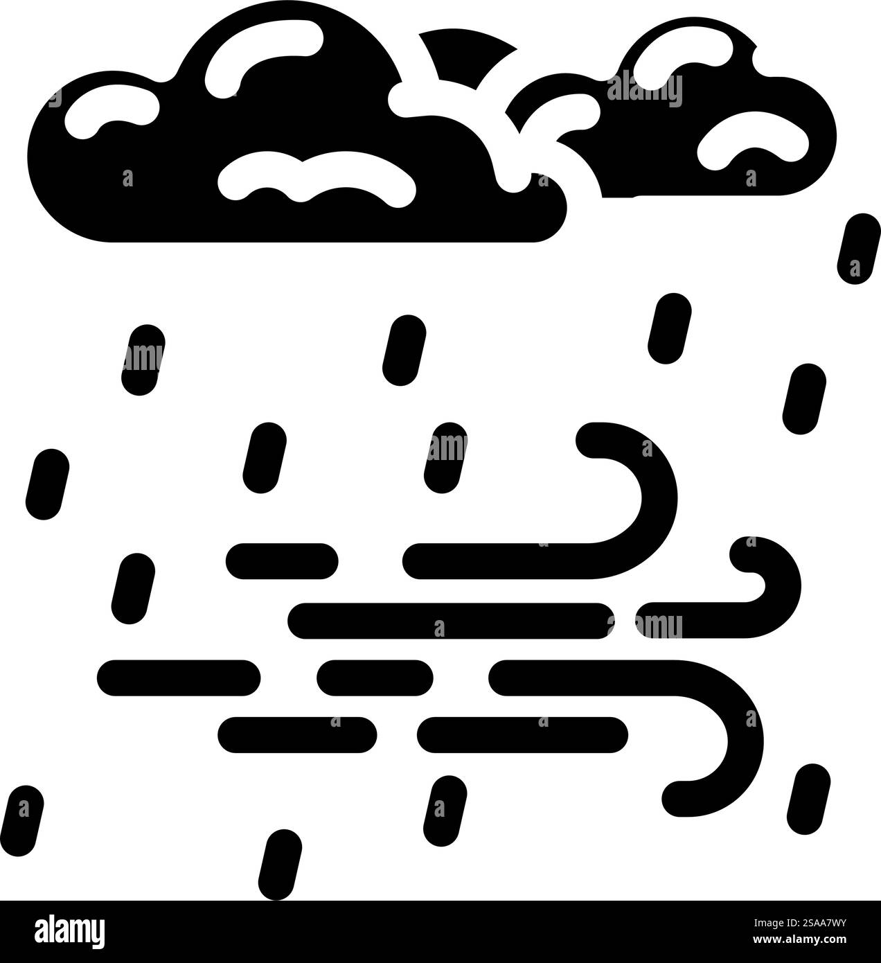 rain and wind hurricane disaster glyph icon vector. rain and wind ...