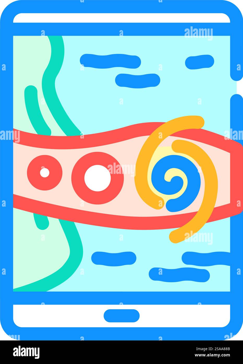 path map hurricane disaster color icon vector. path map hurricane ...