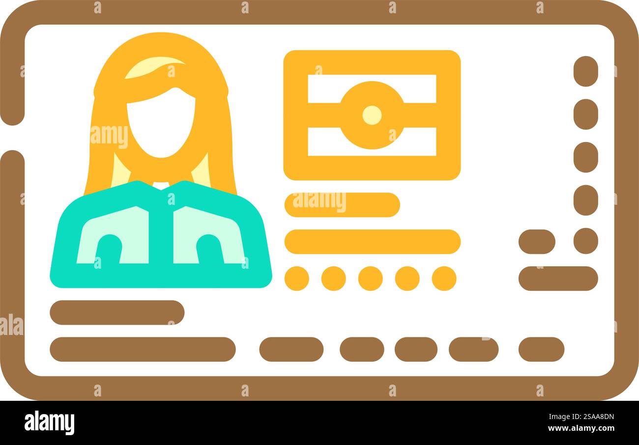id card biometric color icon vector. id card biometric sign. isolated ...