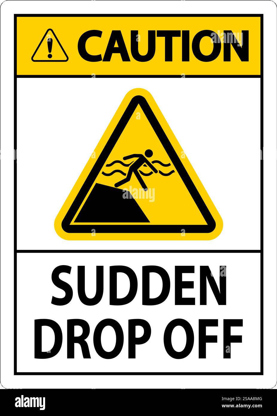 Caution Sign Sudden Drop Off Stock Vector Image & Art - Alamy