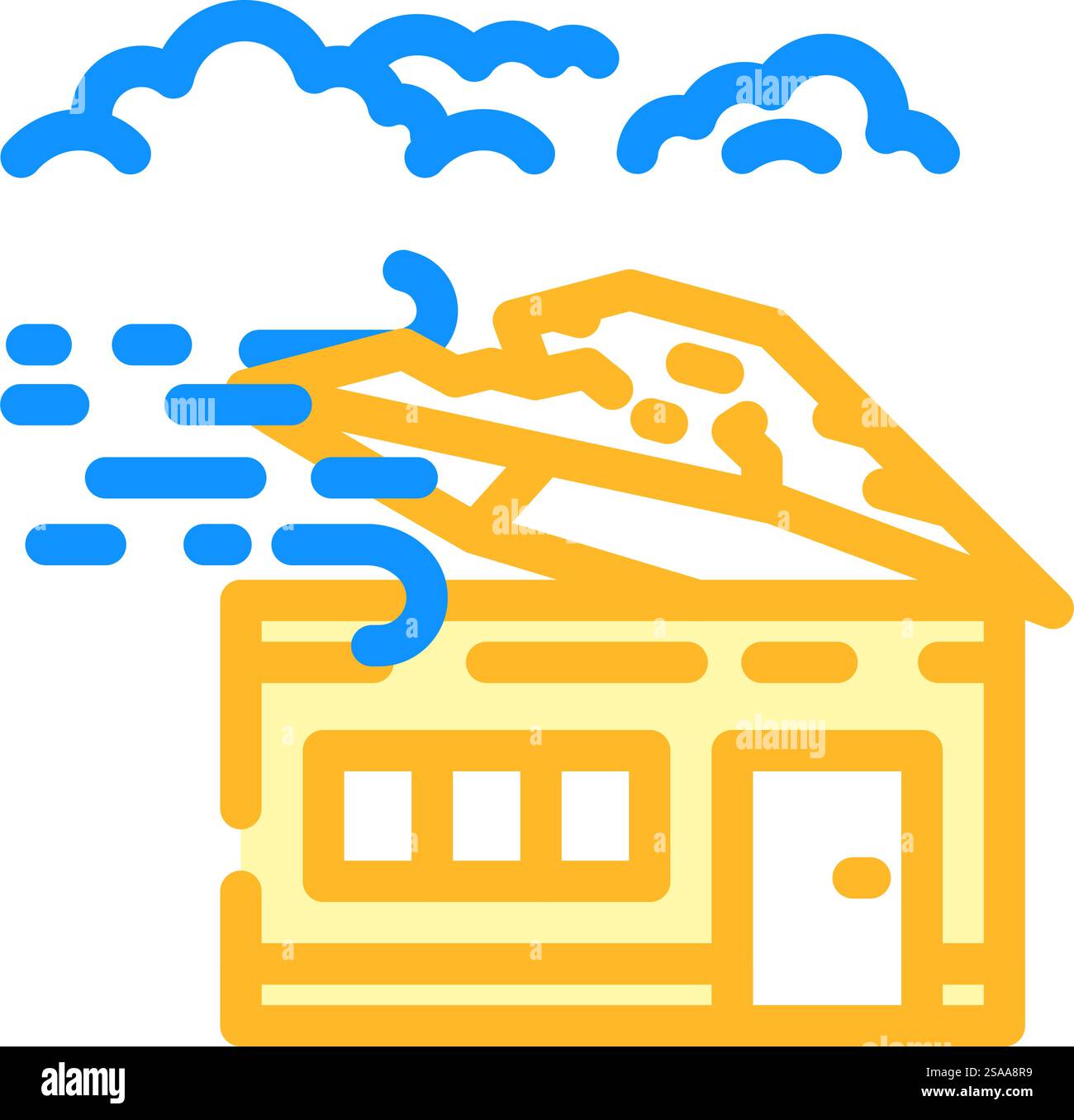damaged roof hurricane disaster color icon vector. damaged roof ...
