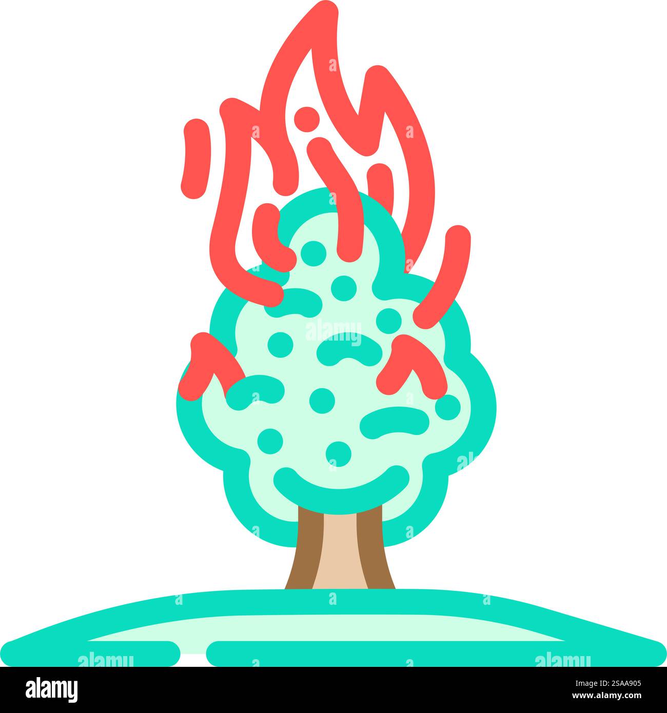 flaming tree wildfire disaster color icon vector. flaming tree wildfire ...