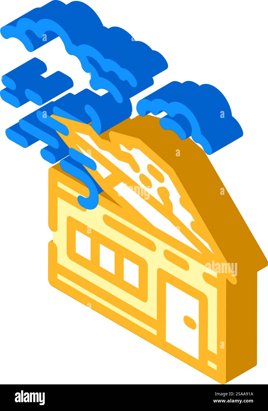 damaged roof hurricane disaster isometric icon vector. damaged roof ...