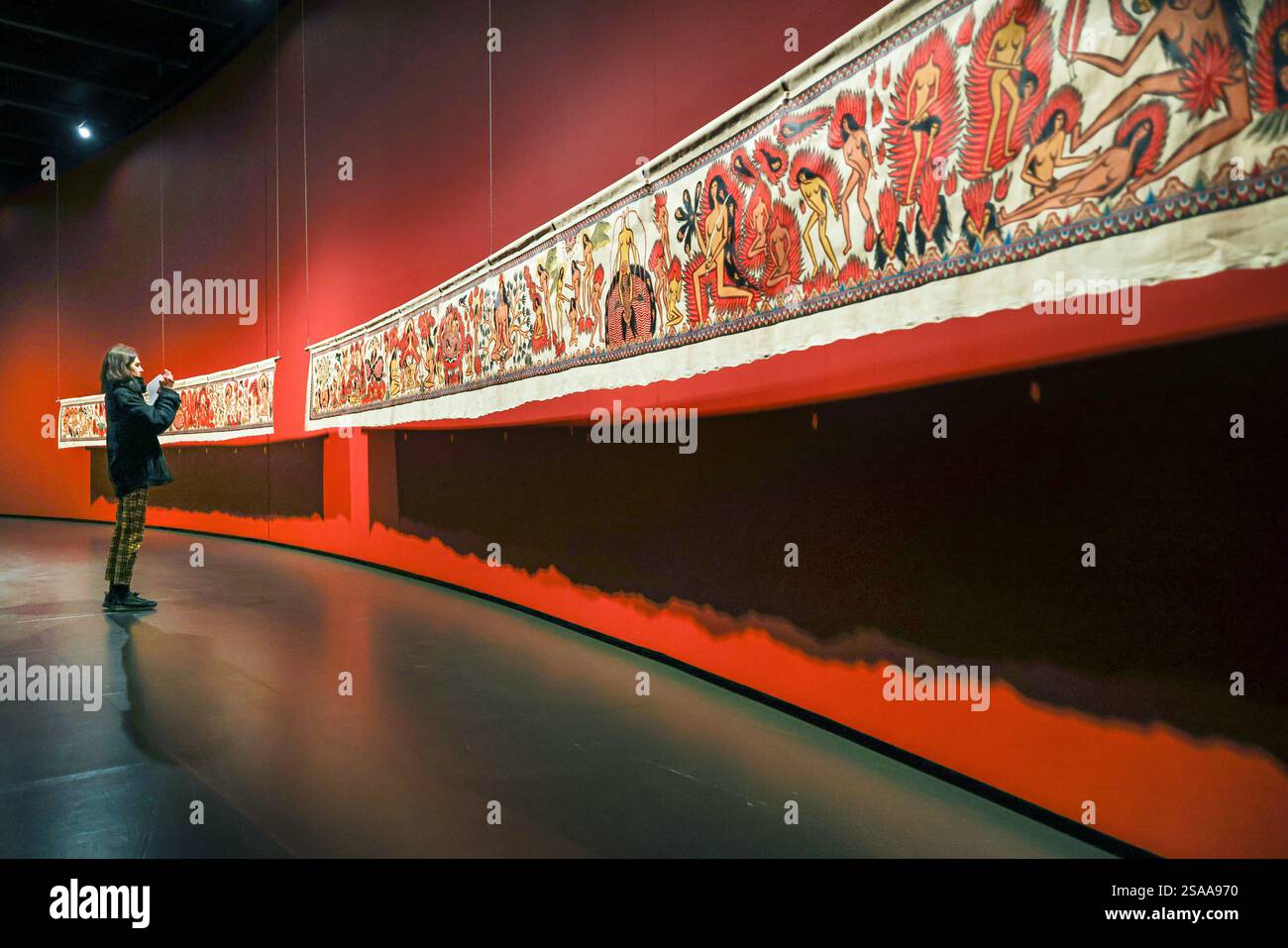 London, UK, 29th Jan 2025. Exhibition staff and members of the press with 'Act One', 2024 ...