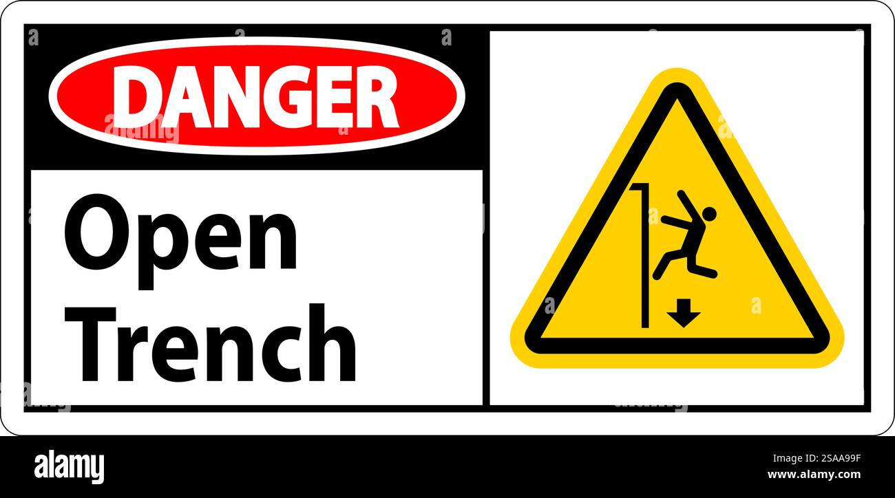 Danger Sign Open Trench Stock Vector Image & Art - Alamy