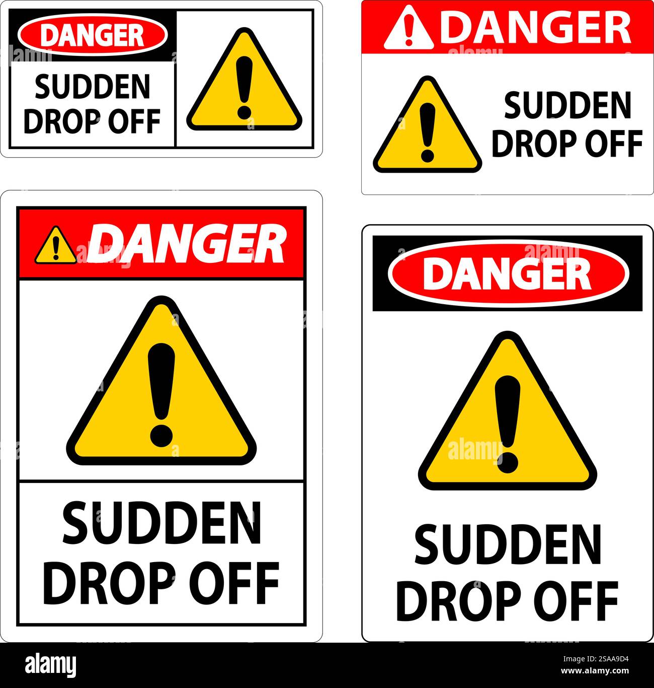 Danger Sign Sudden Drop Off Stock Vector Image & Art - Alamy