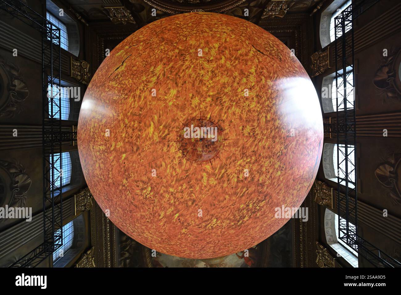 Helios art installation by Luke Jerram inside the Painted Hall of the ...
