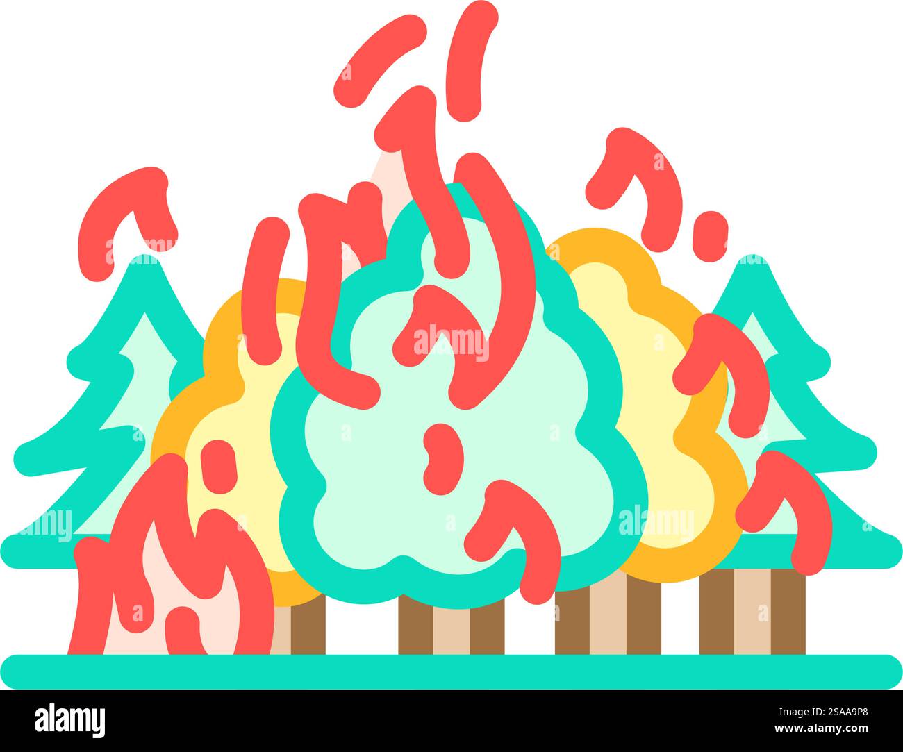burning forest wildfire disaster color icon vector. burning forest ...