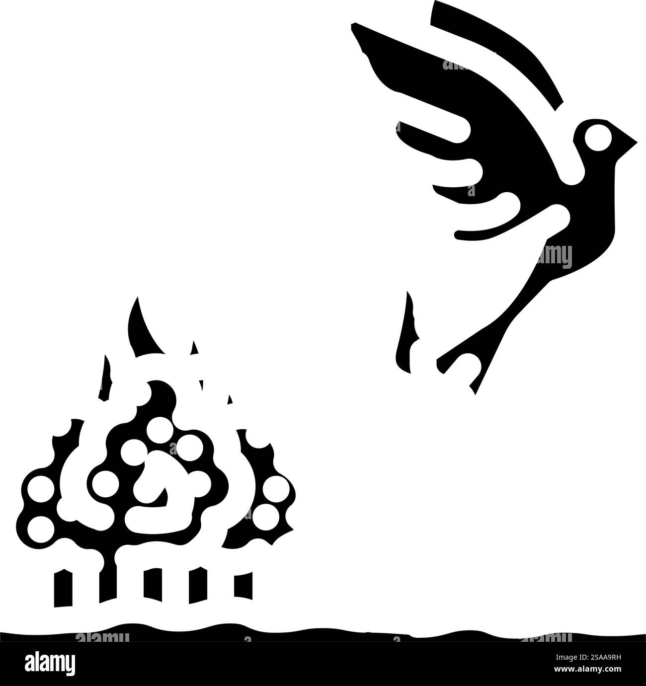 birds on fire wildfire disaster glyph icon vector. birds on fire ...