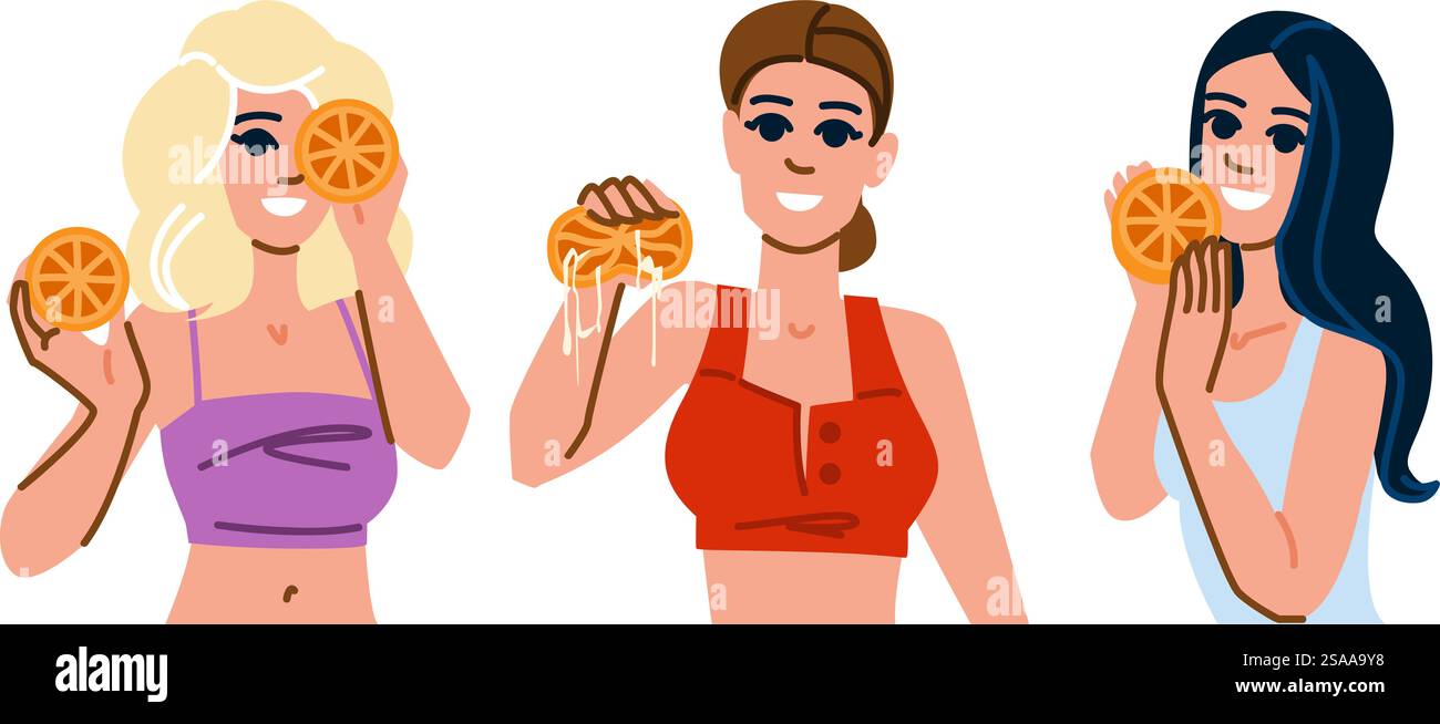 complexion orange skin woman vector. exfoliation vitamin, citrus peel ...