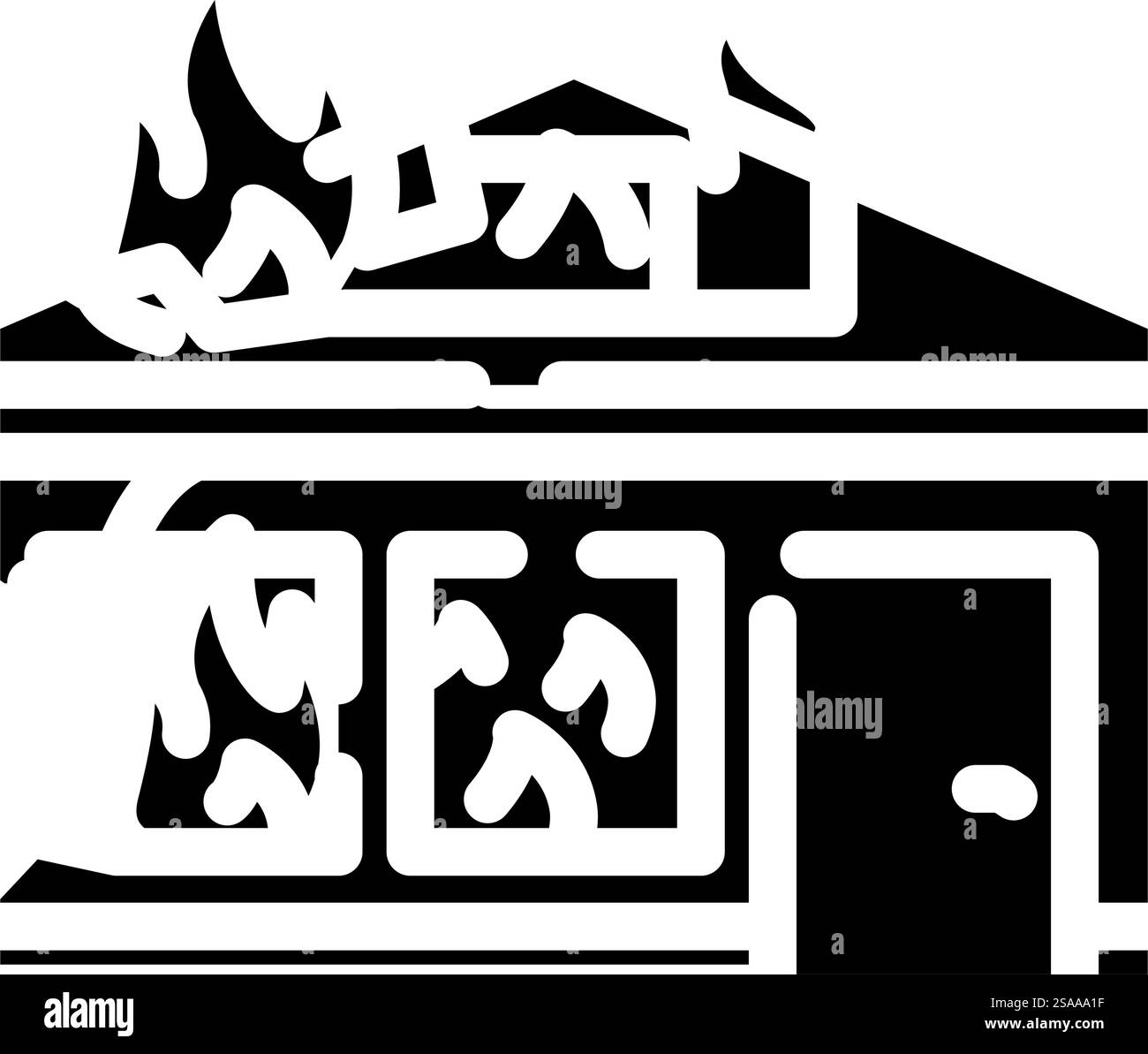 house on fire wildfire disaster glyph icon vector. house on fire ...