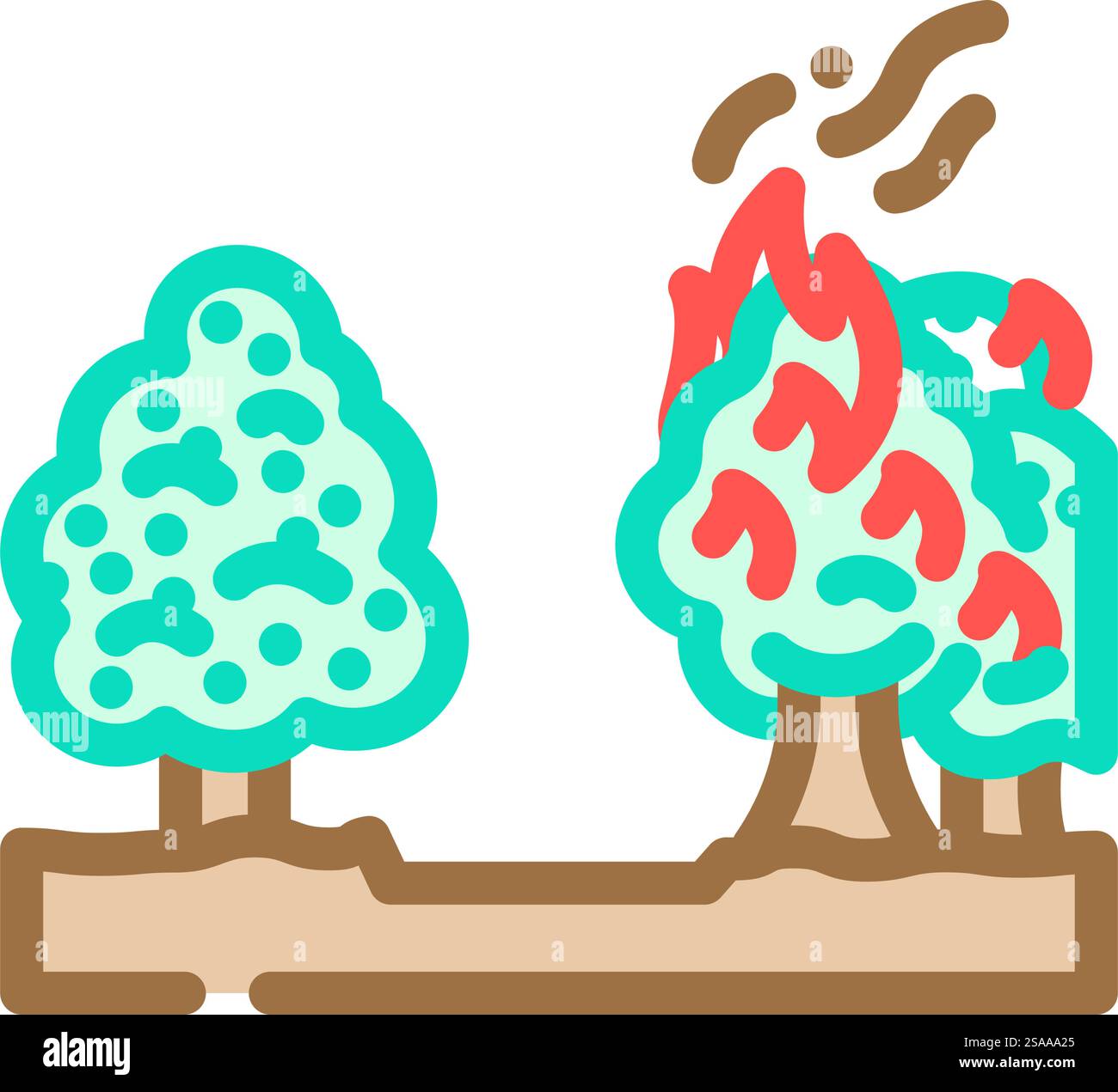 firebreak line wildfire disaster color icon vector. firebreak line ...