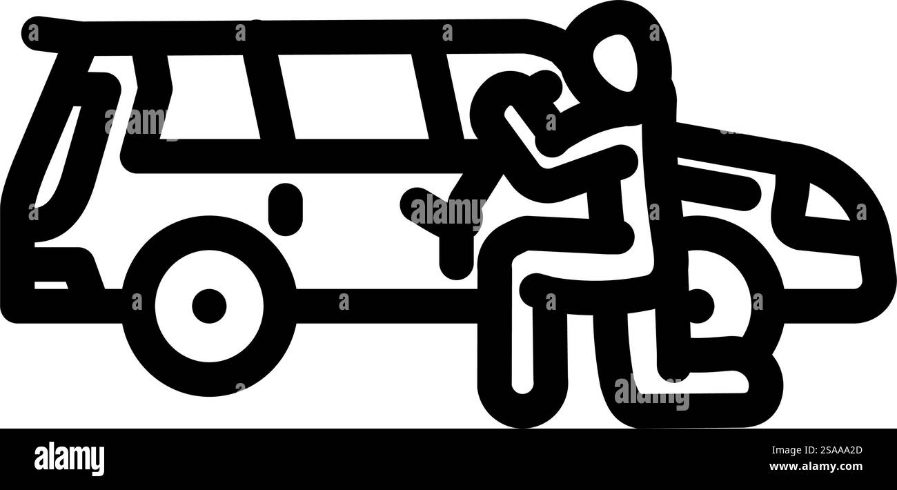 carjacking crime line icon vector. carjacking crime sign. isolated ...