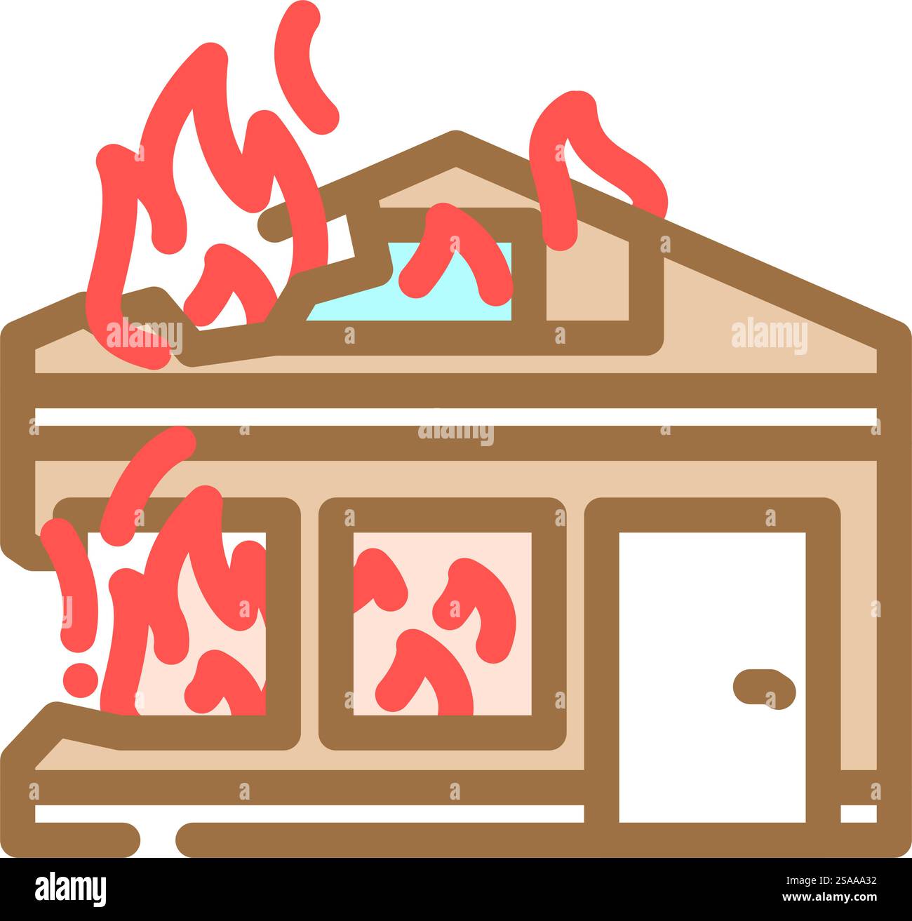 house on fire wildfire disaster color icon vector. house on fire ...
