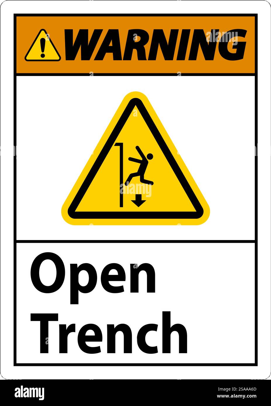 Warning Sign Open Trench Stock Vector Image & Art - Alamy