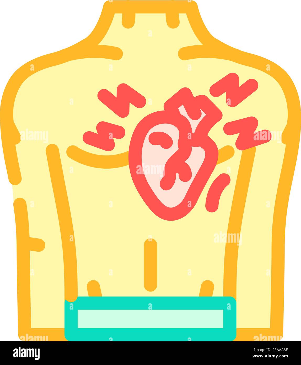 chest pain palpitations disease symptom color icon vector. chest pain ...