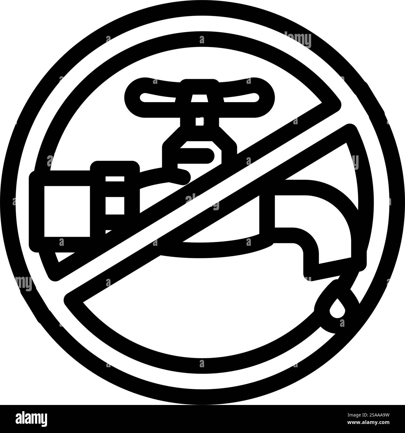 turn off tap reminder water saving line icon vector. turn off tap ...
