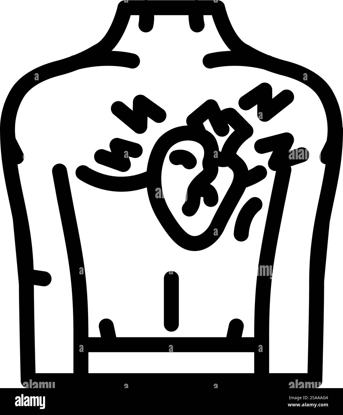 chest pain palpitations disease symptom line icon vector. chest pain ...