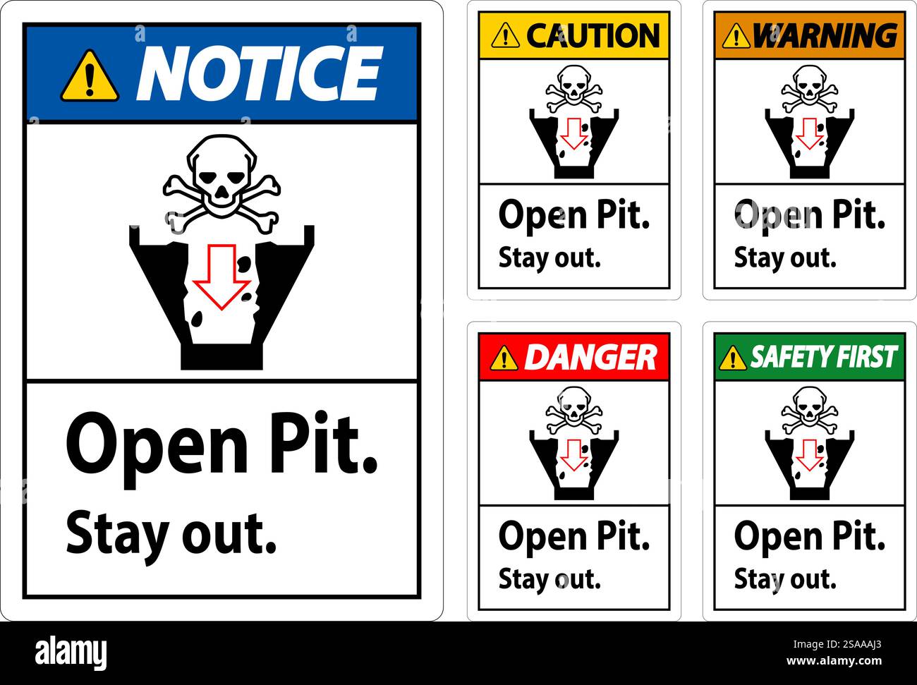 Warning Sign Open Pit, Stay Out Stock Vector Image & Art - Alamy