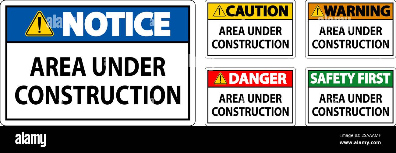 Caution Sign Area Under Construction Stock Vector Image & Art - Alamy